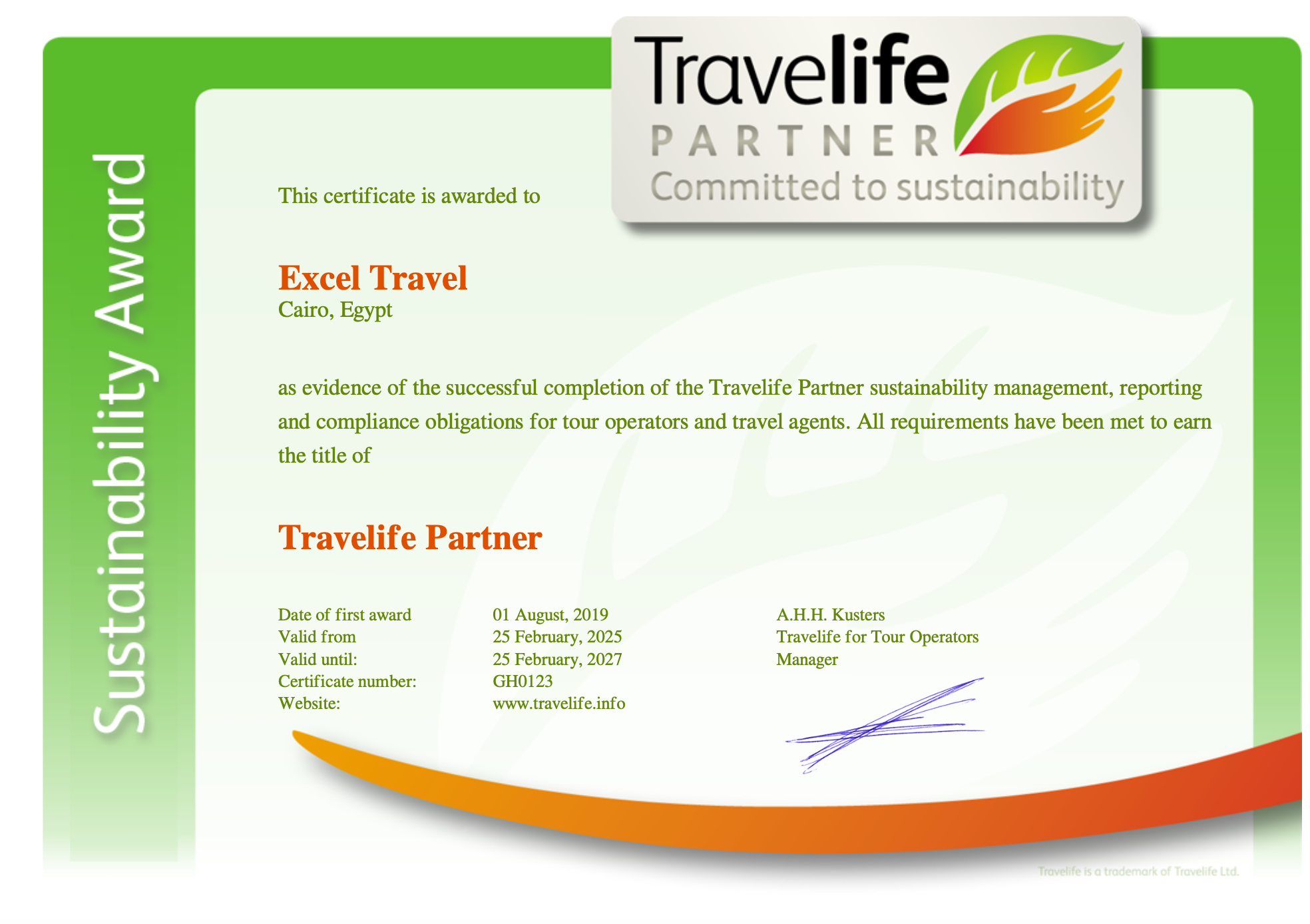 Excel Travel Extends Travelife Partner Status - Excel Travel Egypt